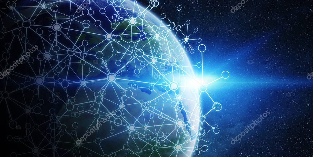 Global network and data exchange over the world Stock Photo by ...