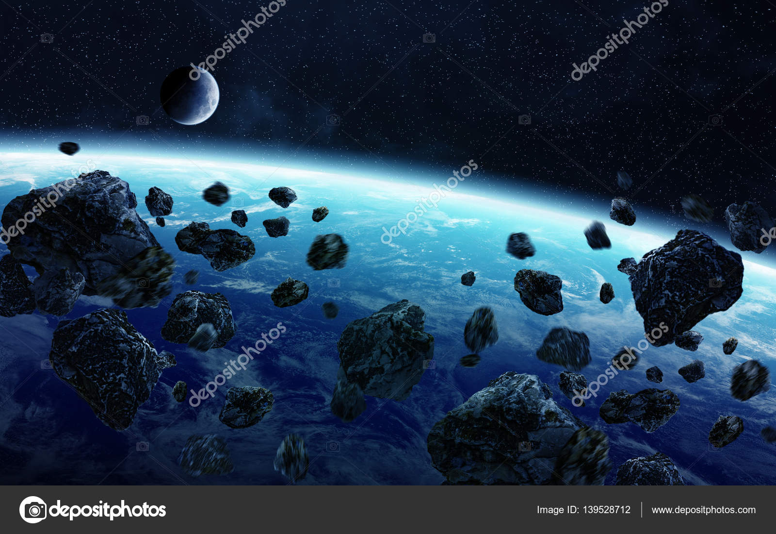 Impacto del meteorito en un planeta en el espacio — Foto de stock ...