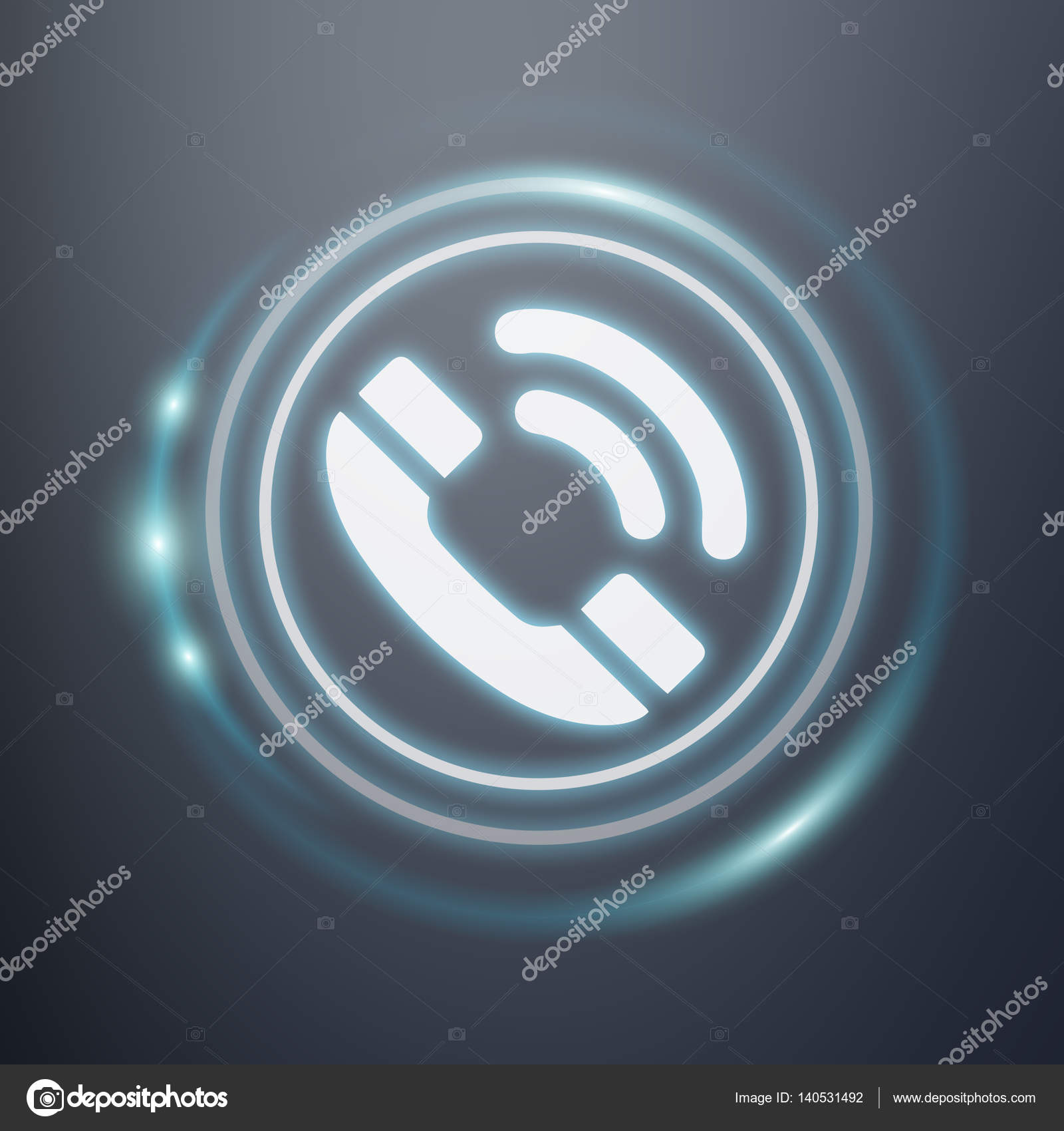 Icono de teléfono azul blanco y brillante representación 3D — Foto de ...
