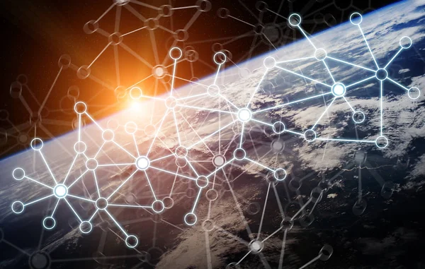 Data exchange and global network over the world 3D rendering - Stock ...