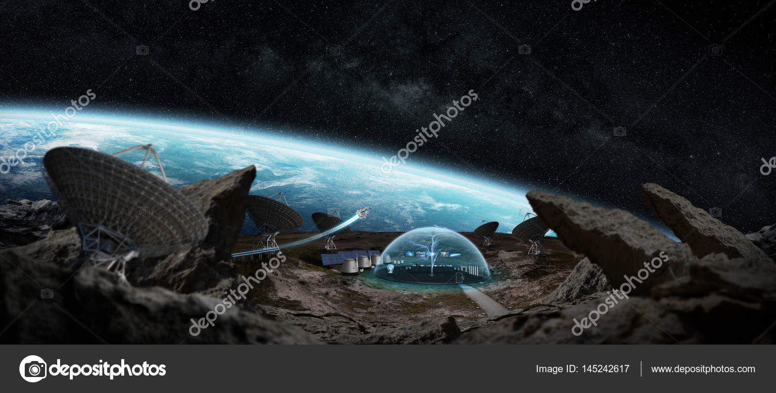 Observatory station in space 3D rendering elements of this image Stock ...