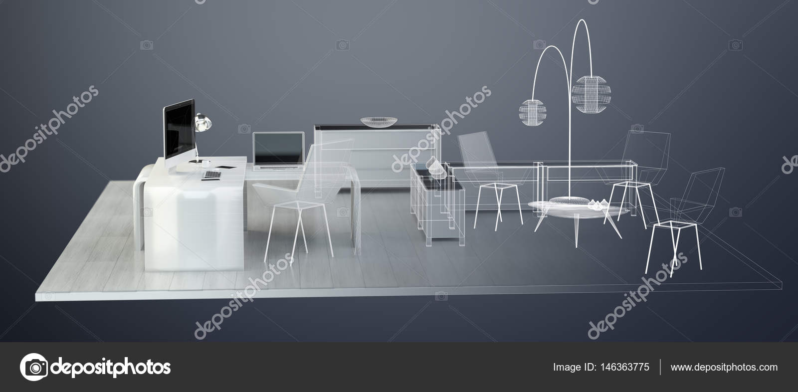 3D rendering office plan Stock Photo by ©sdecoret 146363775