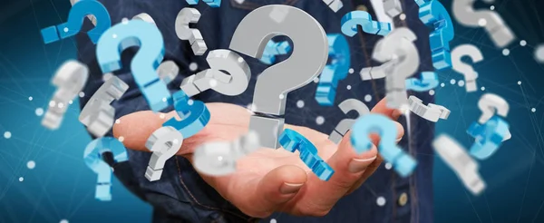 Businessman using question marks digital interface 3D rendering Stock Photo by ©sdecoret 189063470