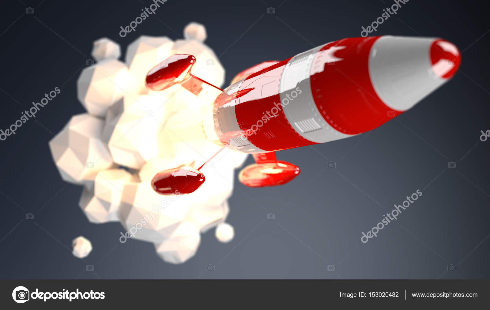 Red and white rocket launching 3D rendering — Stock Photo © sdecoret ...