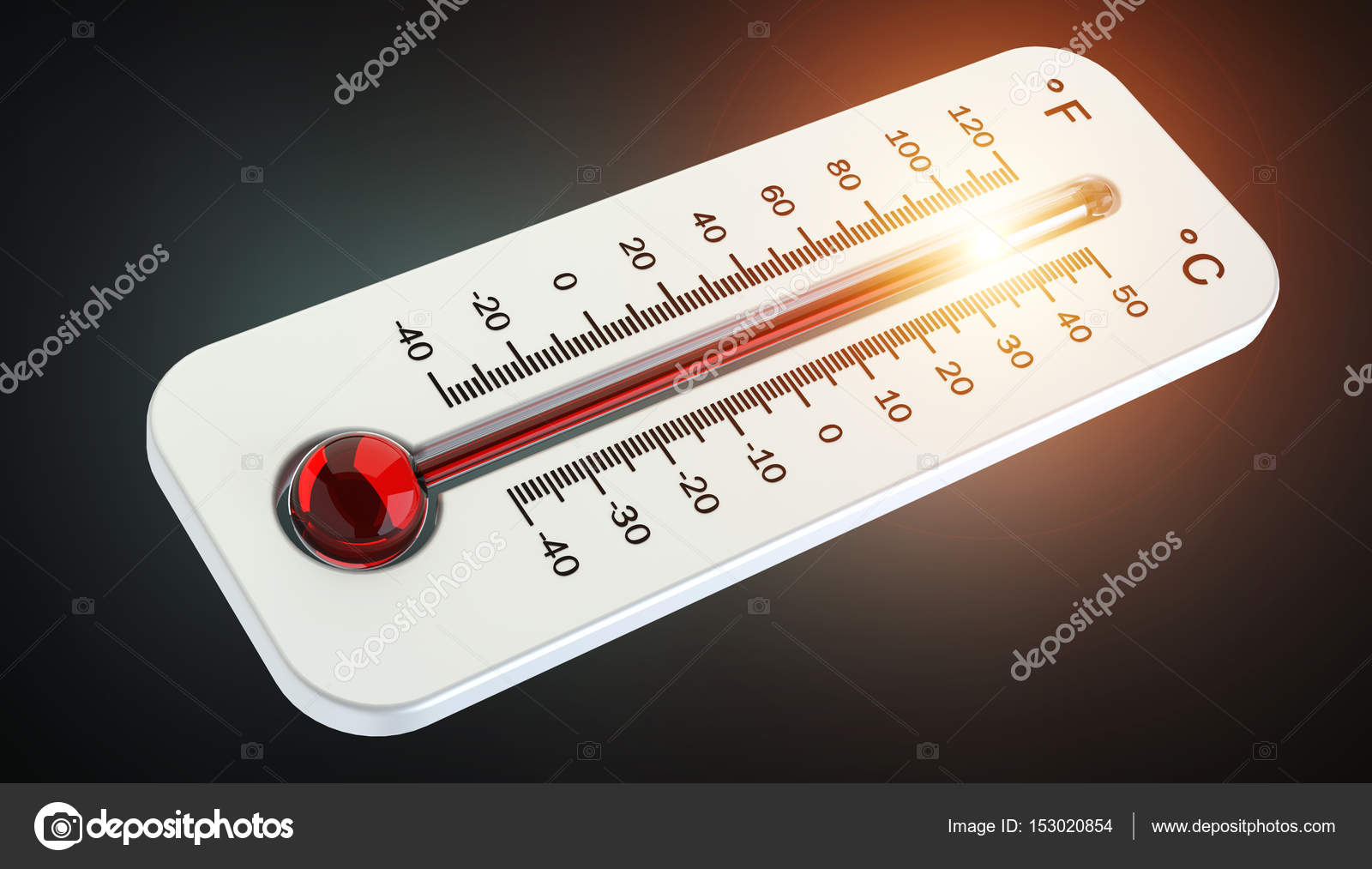 Thermometer with red temperature rise 3D rendering — Stock Photo ...