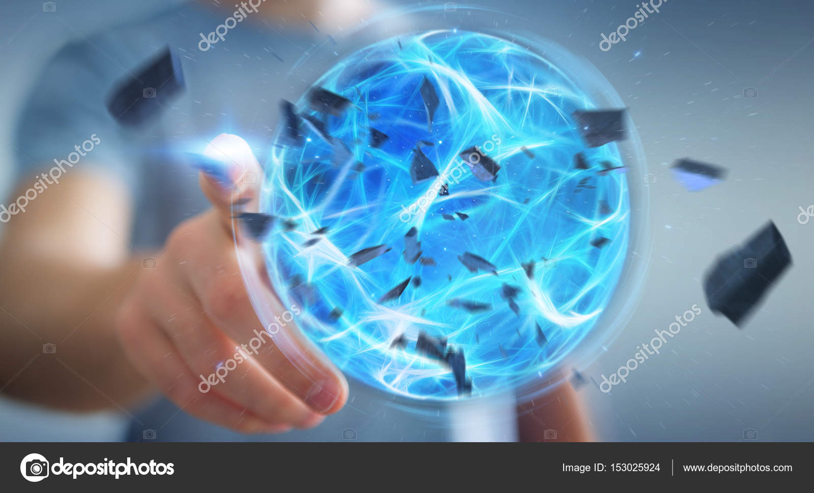 Businessman creating a power ball with his hand 3D rendering — Stock ...