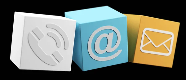 Digital 3D printed plastic cube contact icon 3D rendering Stock Photo ...
