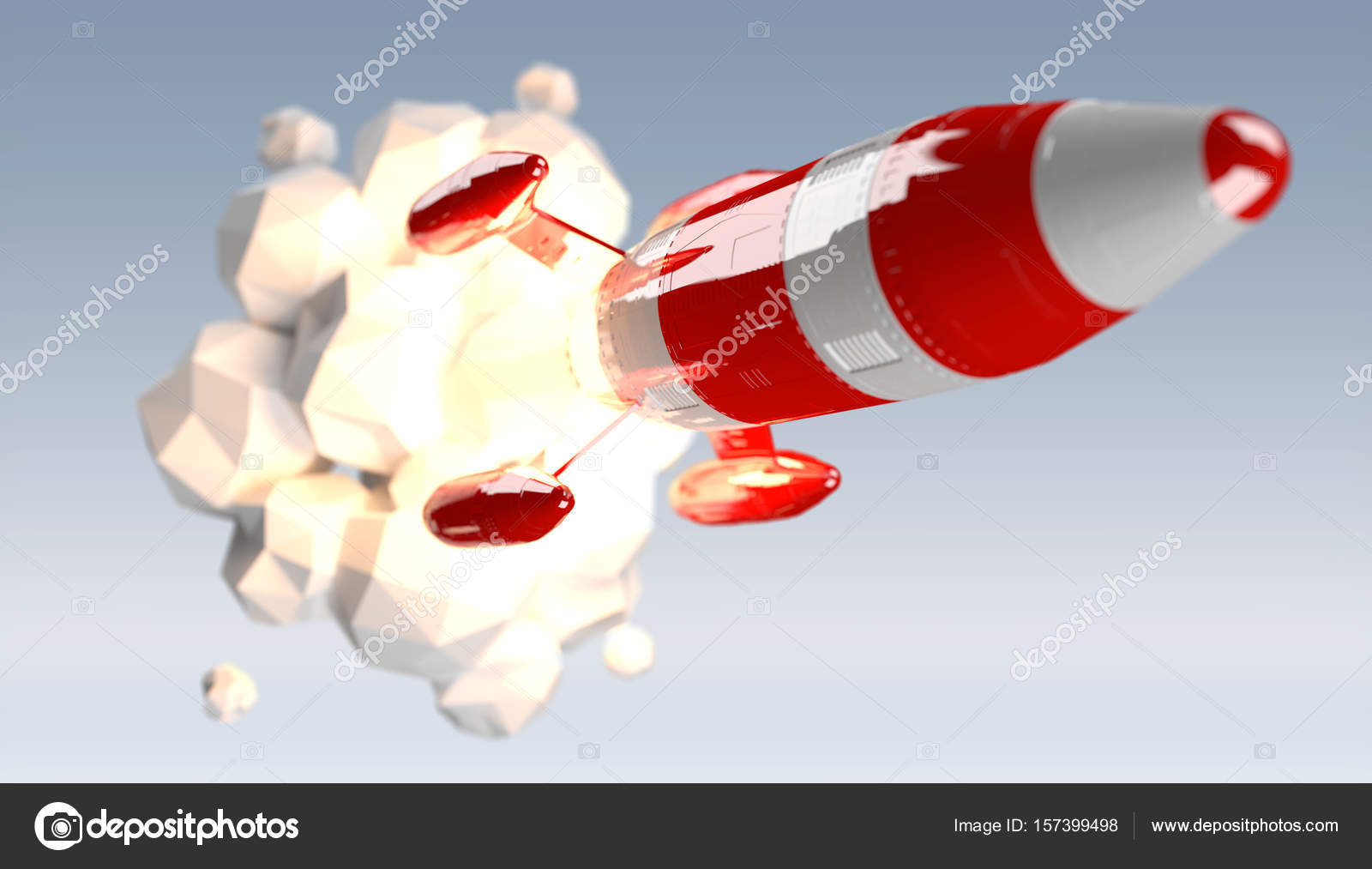 Red and white rocket launching 3D rendering Stock Photo by ©sdecoret ...