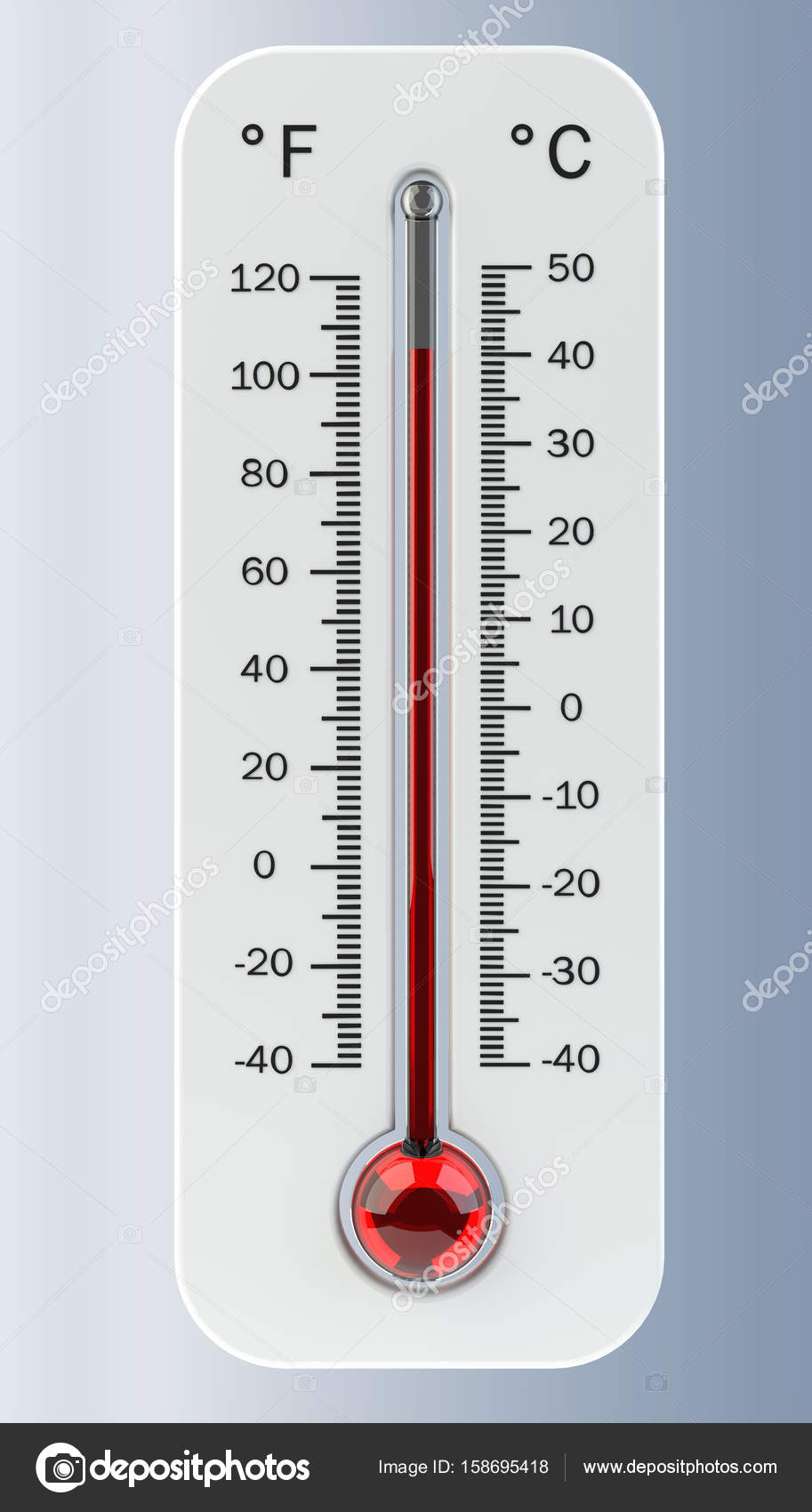 Thermometer with red temperature rise 3D rendering — Stock Photo ...