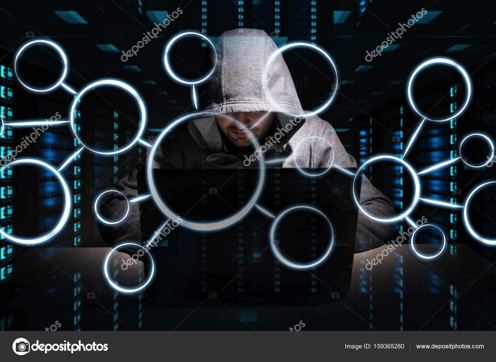 Hacker accessing to personal data information with a computer 3D — Stock Photo © sdecoret #159365280