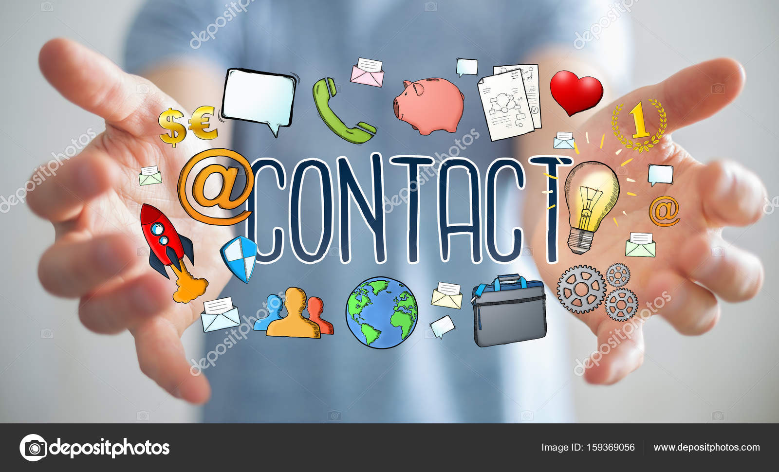 Businessman using manuscript contact text — Stock Photo © sdecoret ...