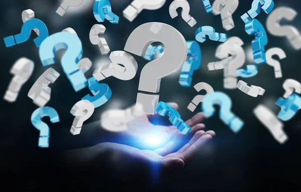 Blue Question Marks Digital Hologram Underground Rendering Stock Photo by ©sdecoret 226403518