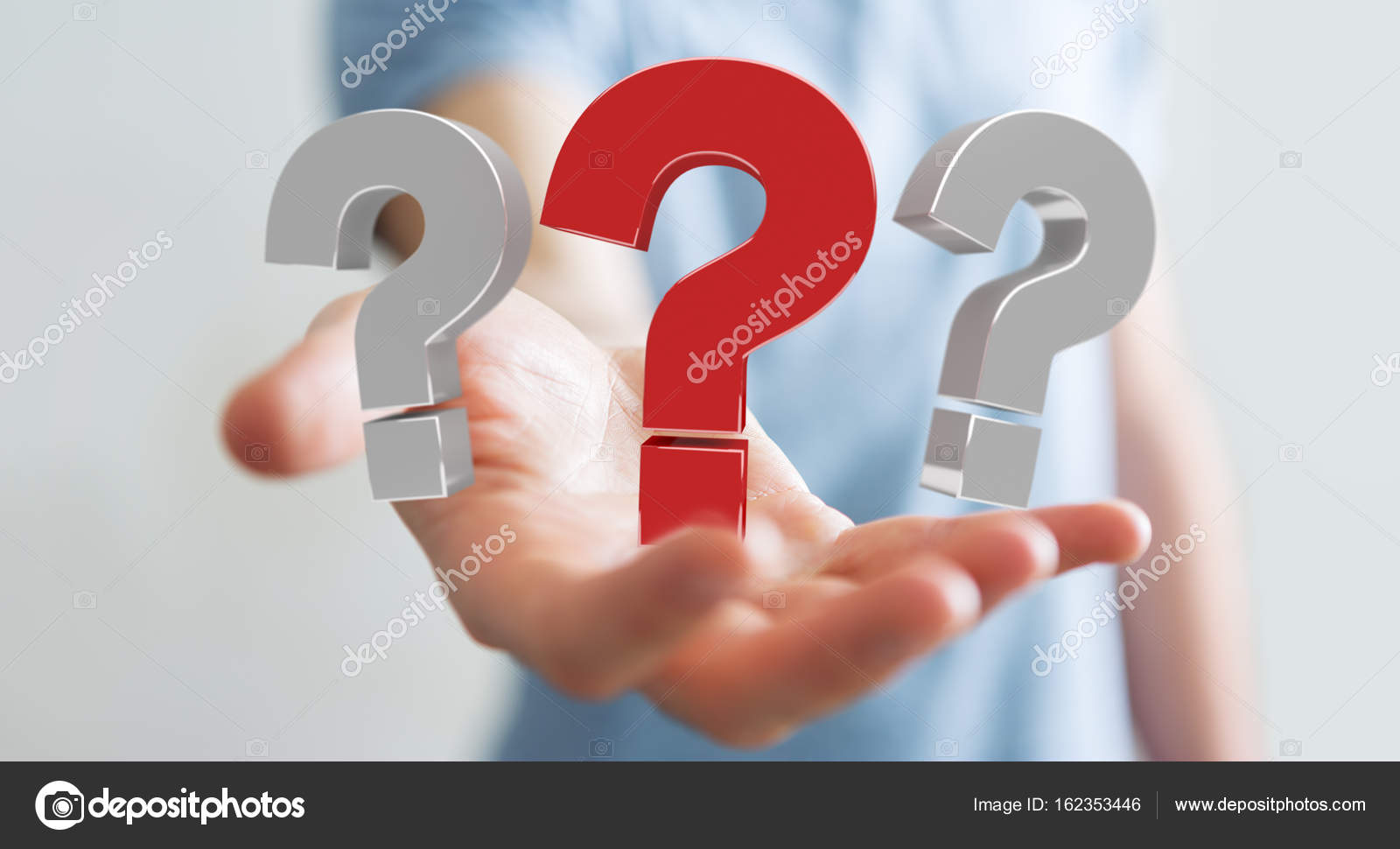 Businessman using 3D rendering question marks — Stock Photo © sdecoret #162353446