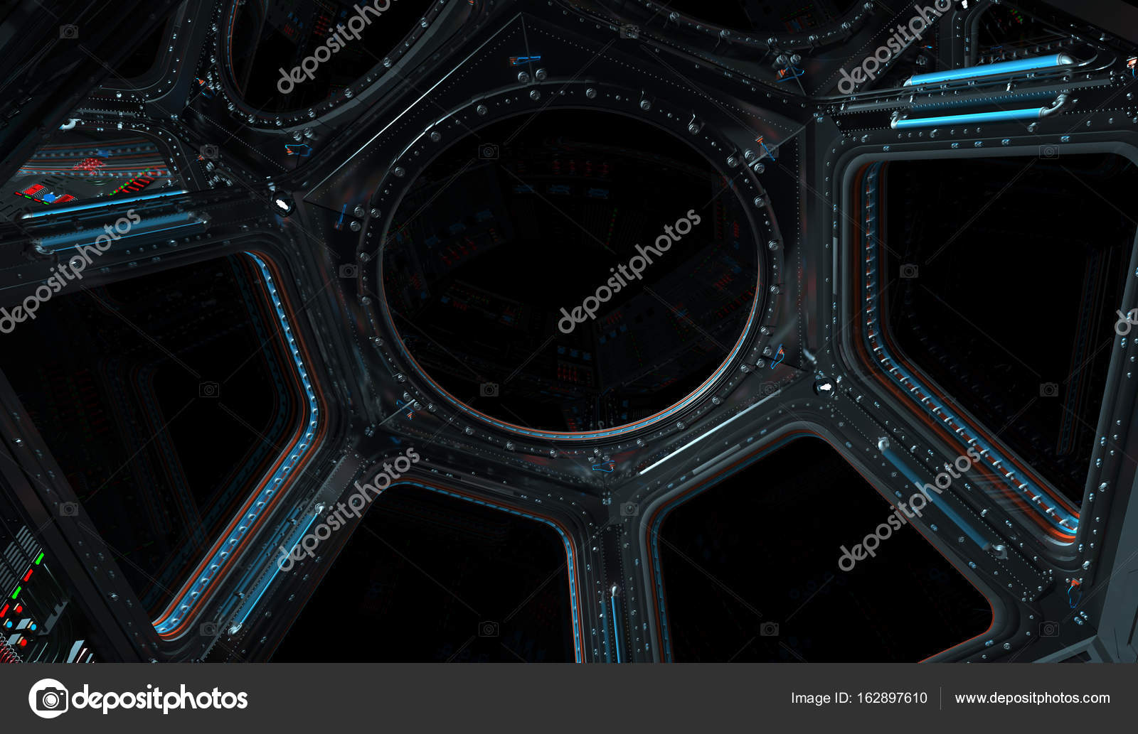 Space station window 3D rendering Stock Photo by ©sdecoret 162897610