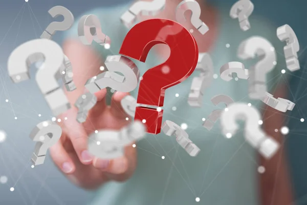 Blue Digital Question Marks Grey Background Rendering — Stock Photo © sdecoret #220805486