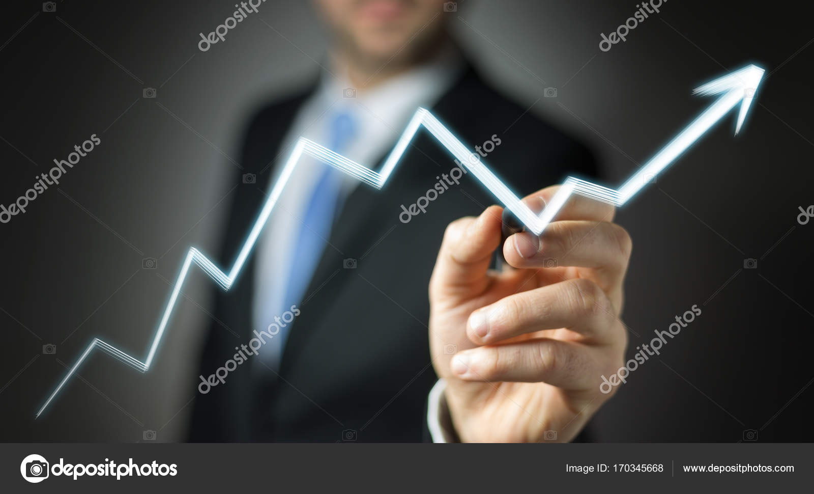Businessman drawing hand-drawn arrow going up Stock Photo by ©sdecoret ...