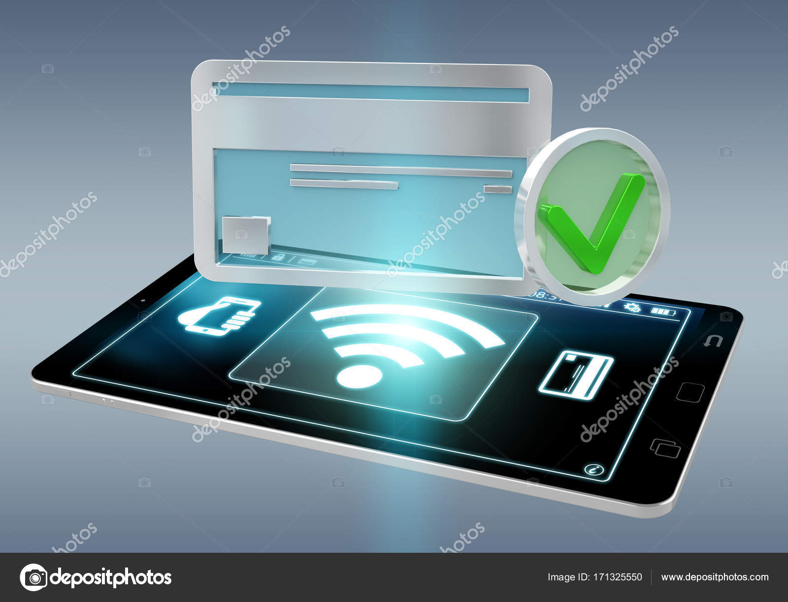 Isolated contactless terminal payment 3D rendering Stock Photo by ...
