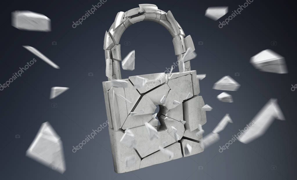 Broken padlock security 3D rendering — Stock Photo © sdecoret #171324718