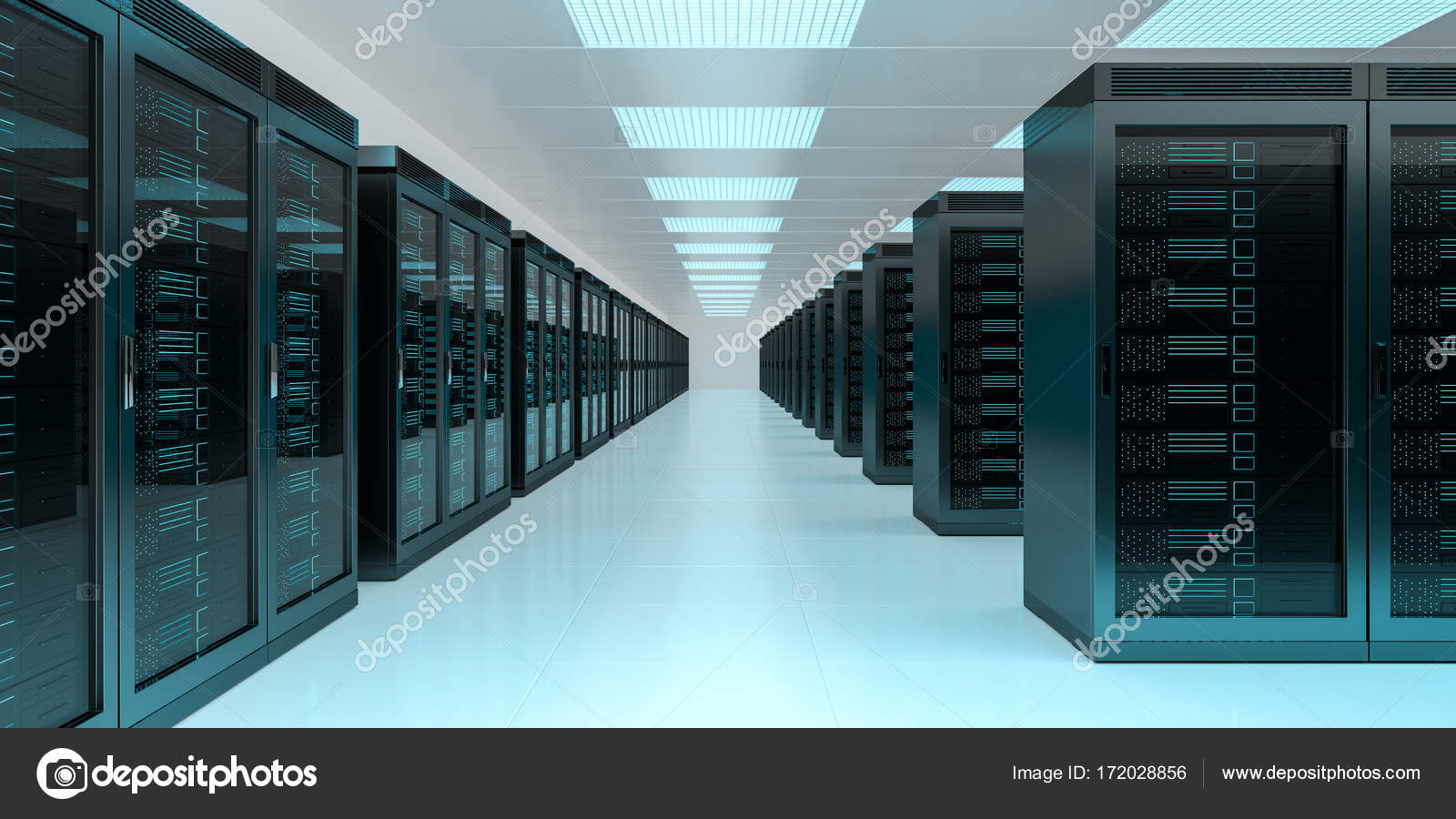 Server room data center interior 3D rendering Stock Photo by ©sdecoret ...