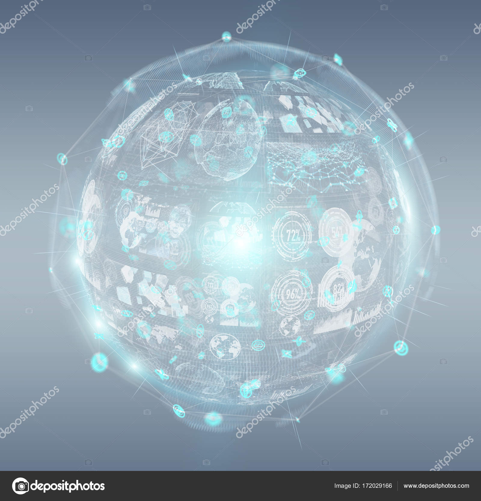 Holograms datas digital sphere 3D rendering Stock Photo by ©sdecoret ...