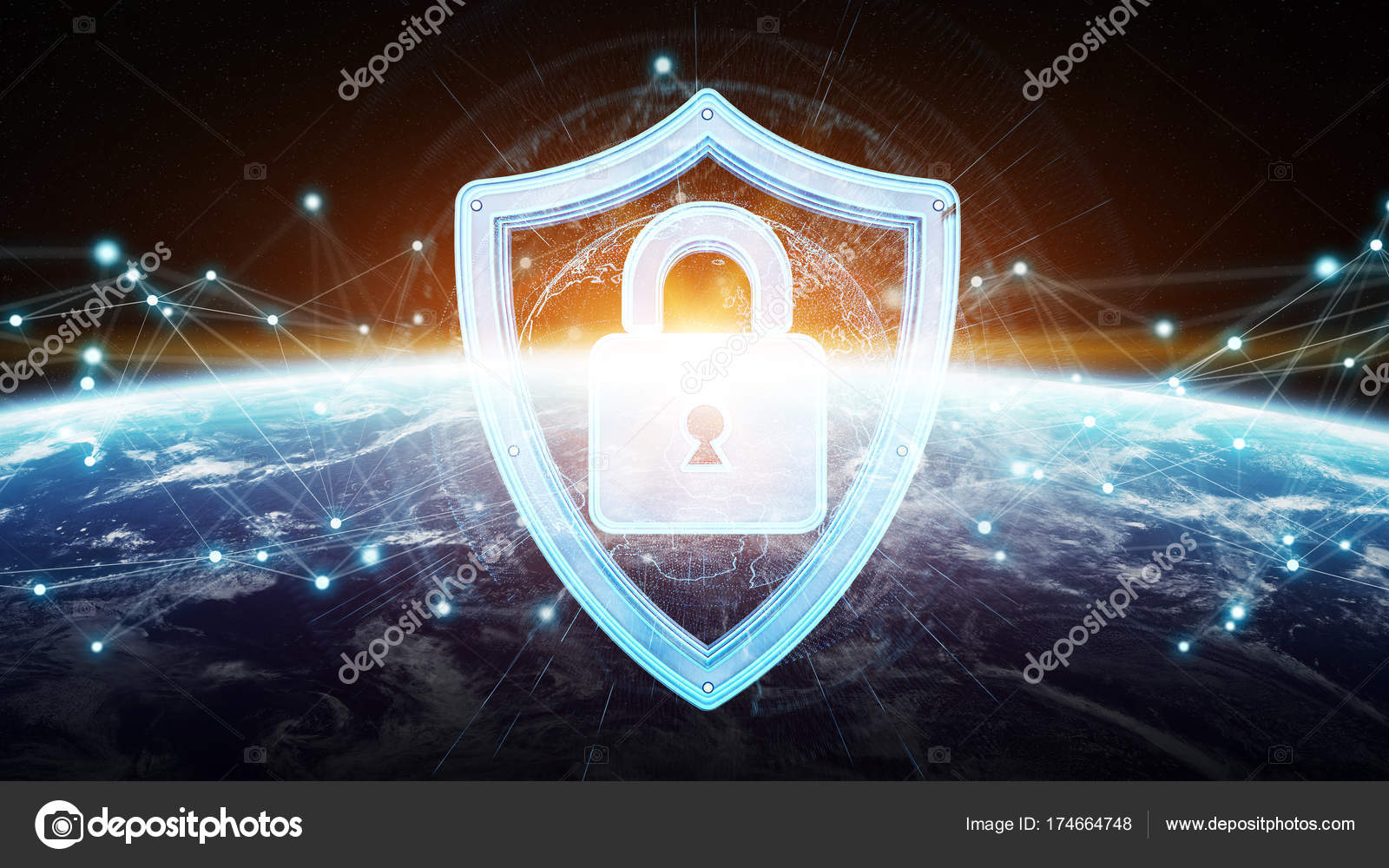 Cyber security on planet Earth 3D rendering ⬇ Stock Photo, Image by ...