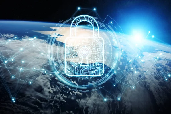 Cyber security on planet Earth 3D rendering — Stock Photo © sdecoret ...