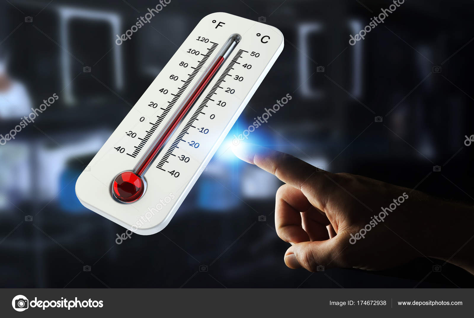 Businessman checking the temperature rise 3D rendering — Stock Photo ...