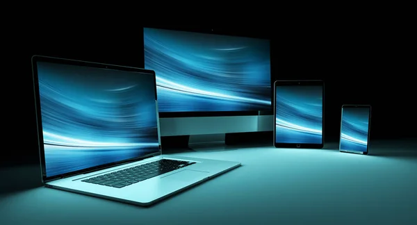 Modern digital silver tech device 3D rendering Stock Photo by ©sdecoret ...