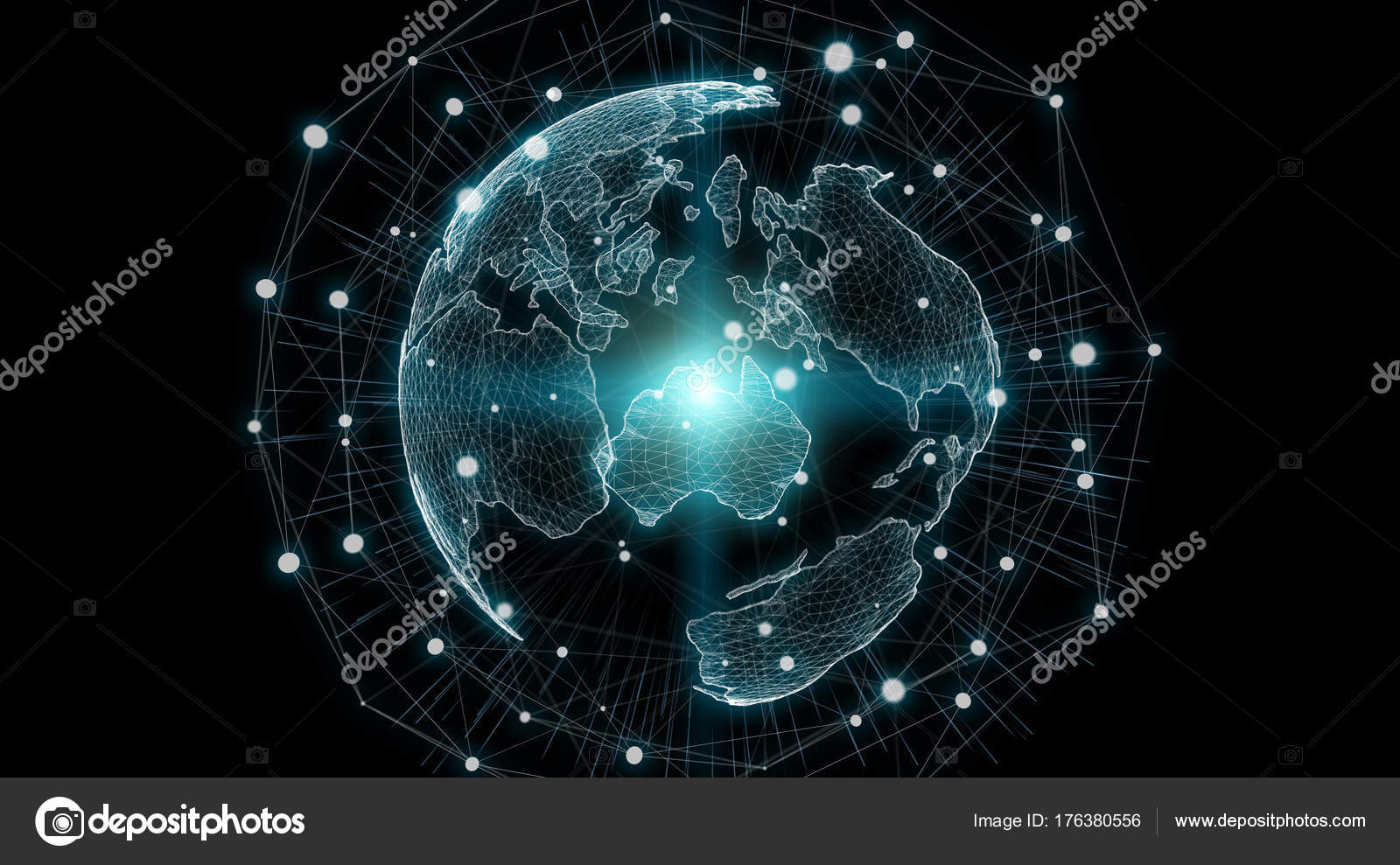 Connections system global world view 3D rendering — Stock Photo ...