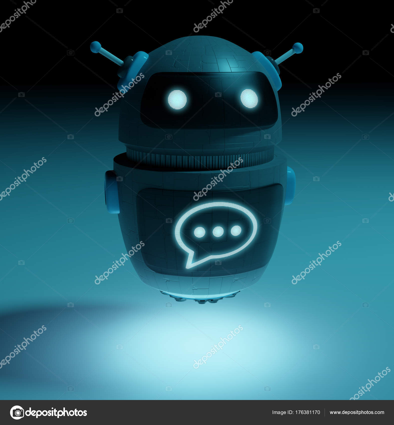 Futuristic digital chatbot 3D rendering Stock Photo by ©sdecoret 176381170