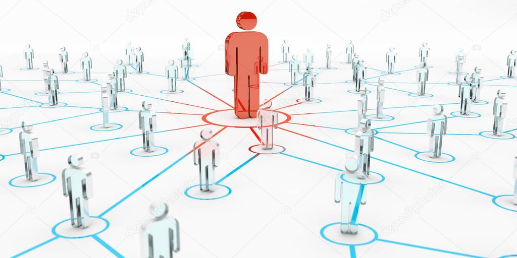 Líder conectando un grupo de personas 3D renderizado 2023