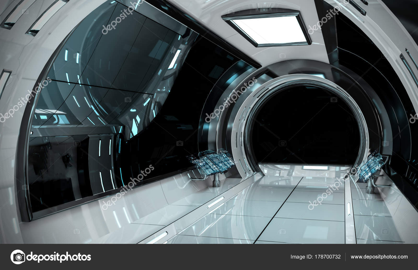 Spaceship bright interior 3D rendering Stock Photo by ©sdecoret 178700732