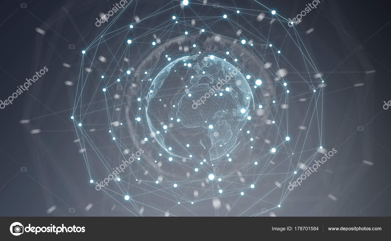 Connections system global world view 3D rendering — Stock Photo ...