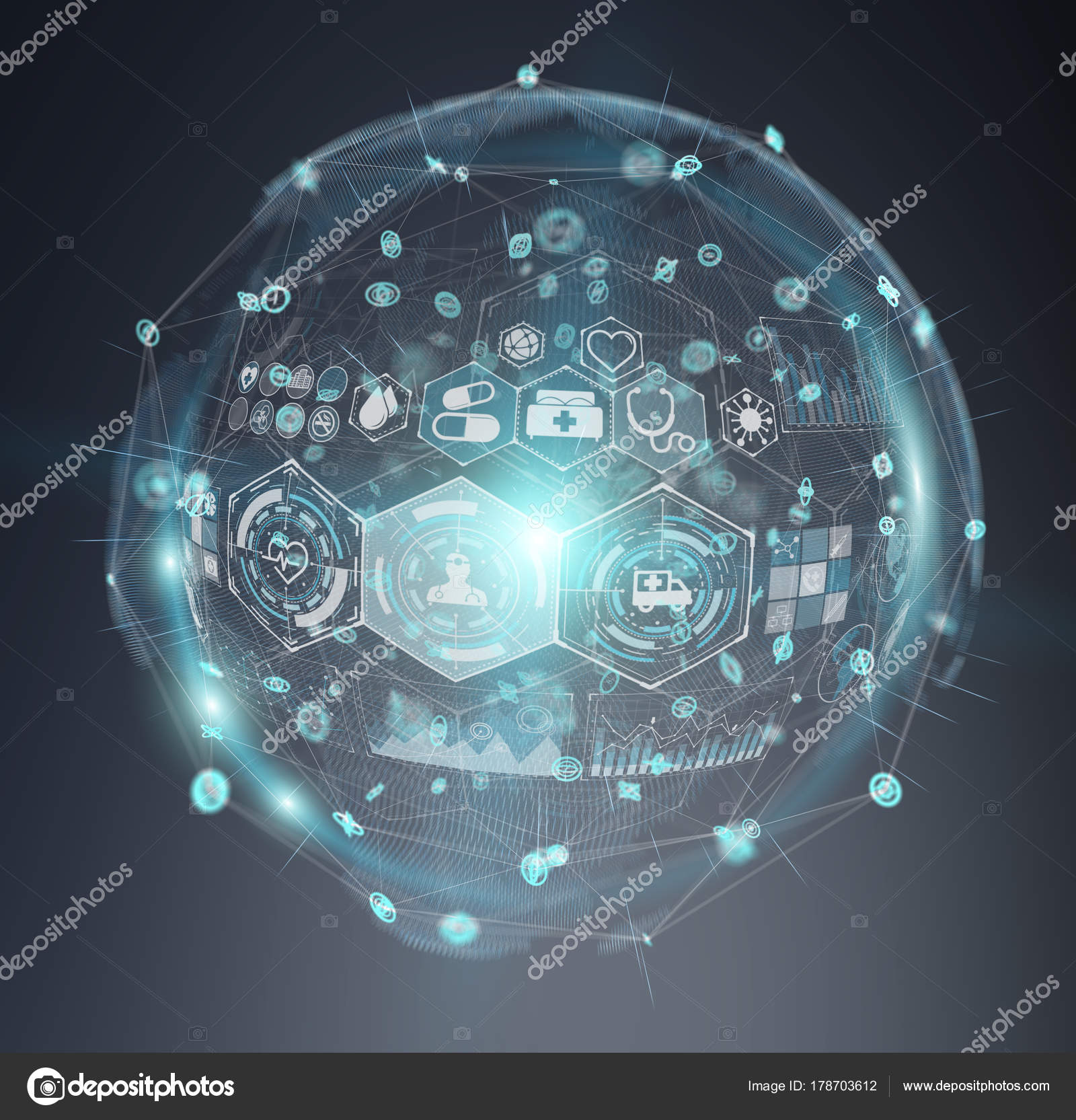 Digital medical sphere interface 3D rendering Stock Photo by ©sdecoret ...