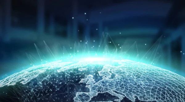 Connections system global world view 3D rendering - Stock Image ...