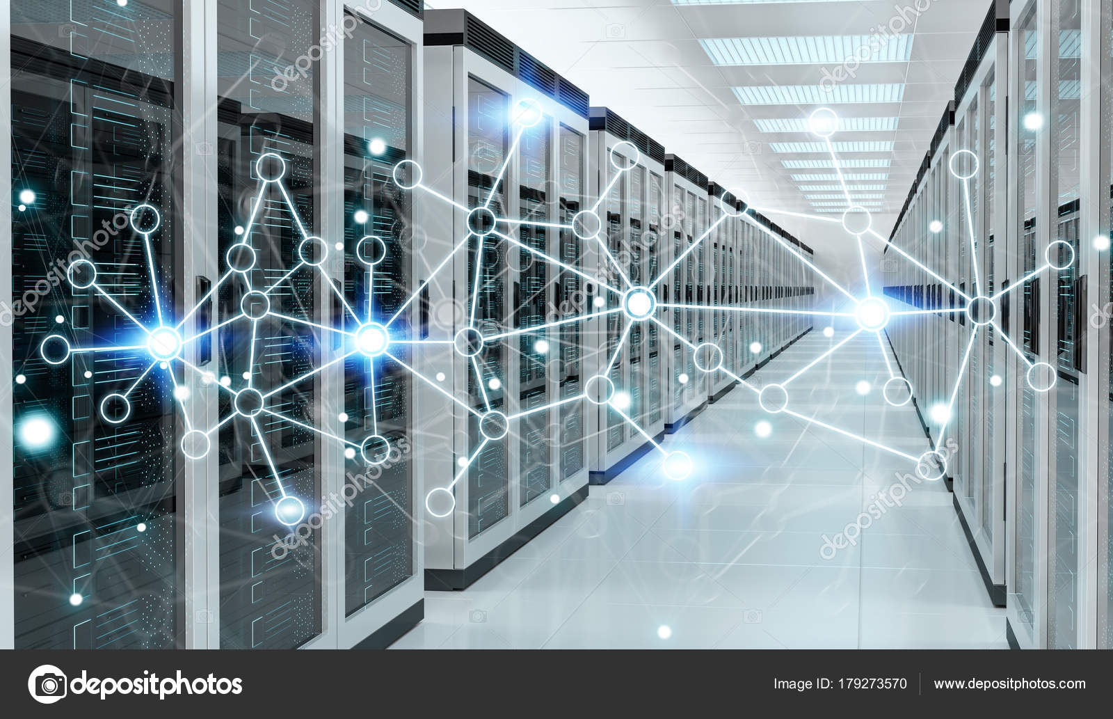 Server room center exchanging cyber datas 3D rendering Stock Photo by ...