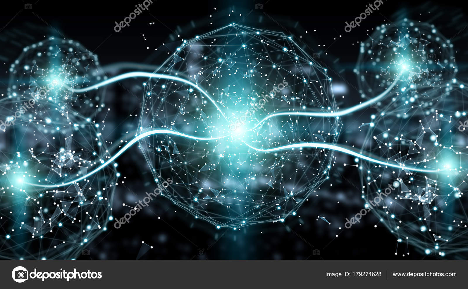 Digital network connection sphere interface 3D rendering — Stock Photo ...
