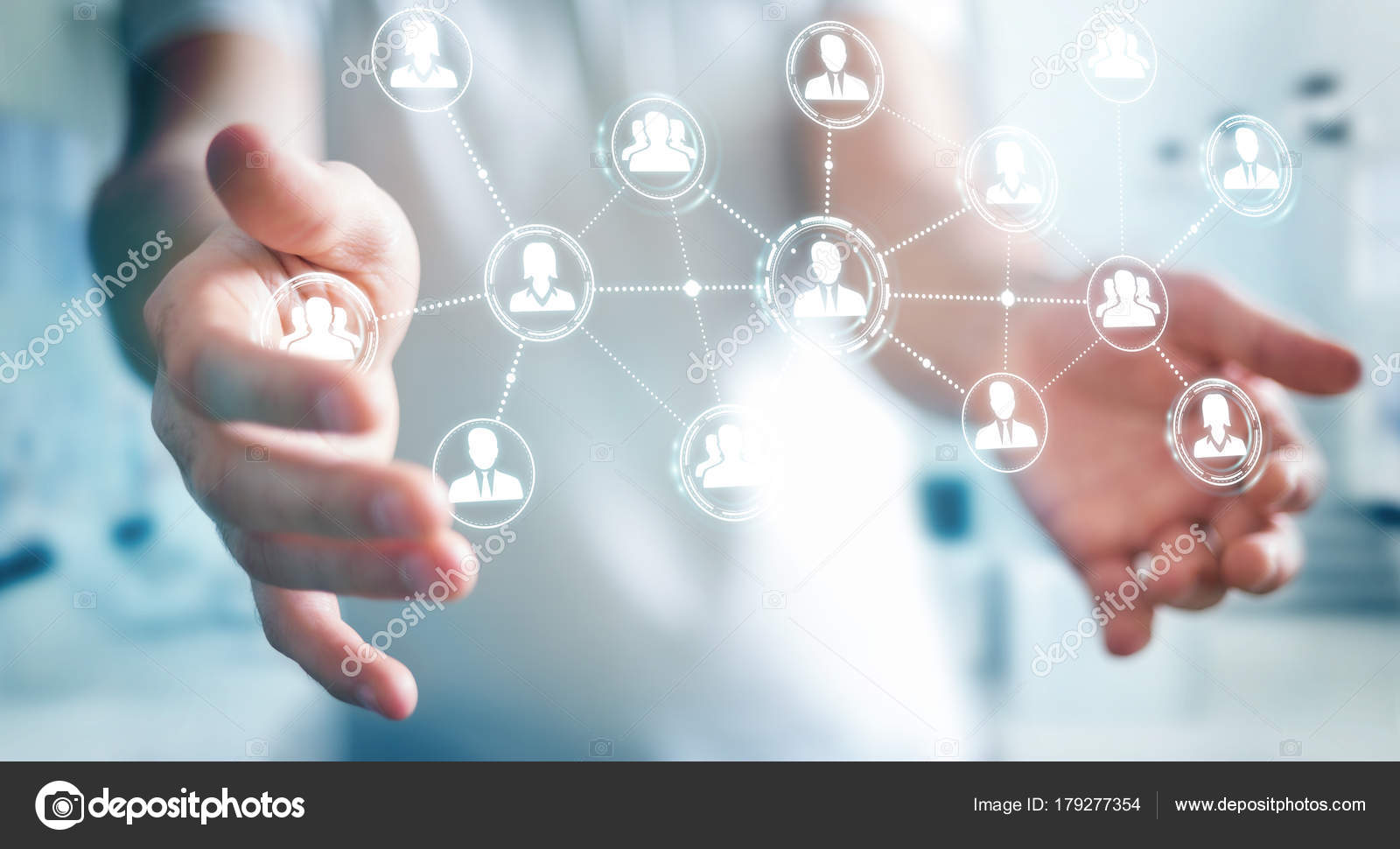 Businessman using social network connection 3D rendering Stock Photo by ...