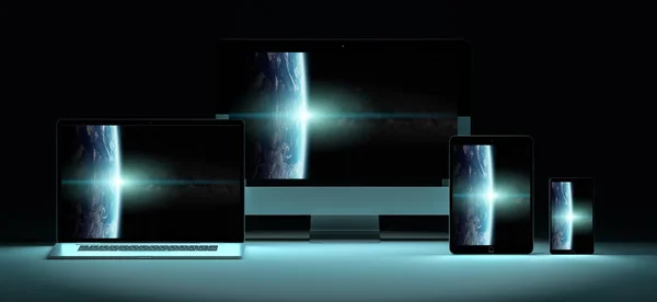 Modern digital silver tech device 3D rendering Stock Photo by ©sdecoret ...