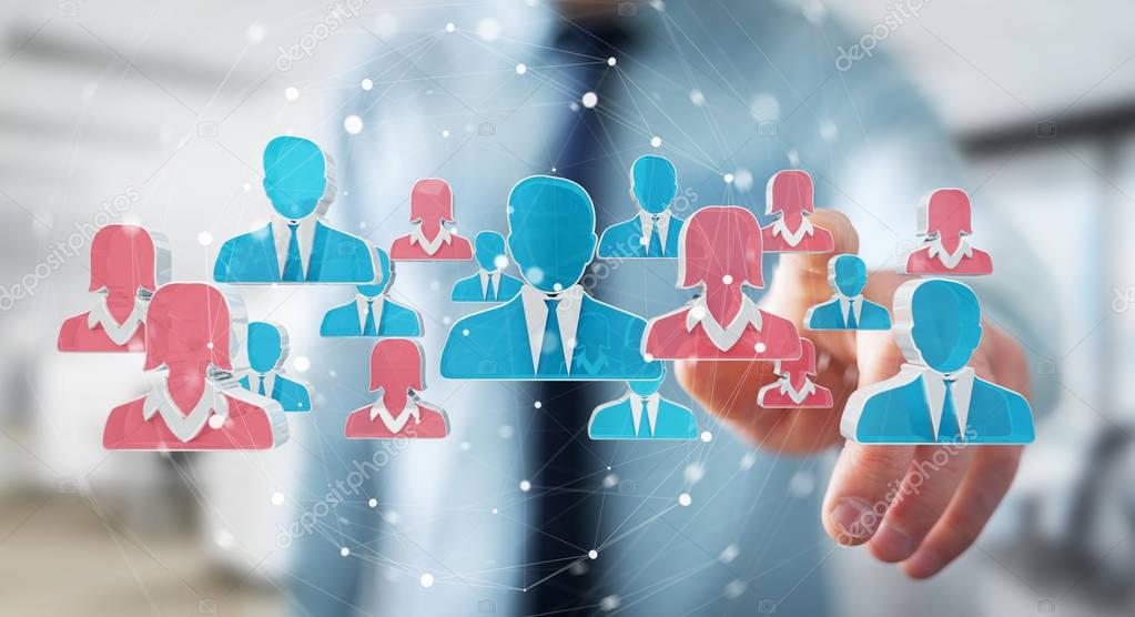 Empresario reclutando candidato para un trabajo 3D renderizado 2024