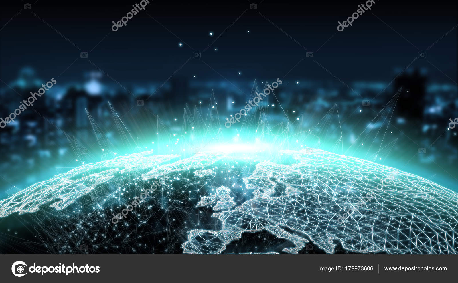Connections system global world view 3D rendering — Stock Photo ...