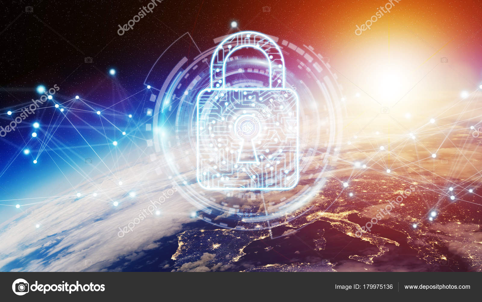 Cyber security on planet Earth 3D rendering — Stock Photo © sdecoret ...