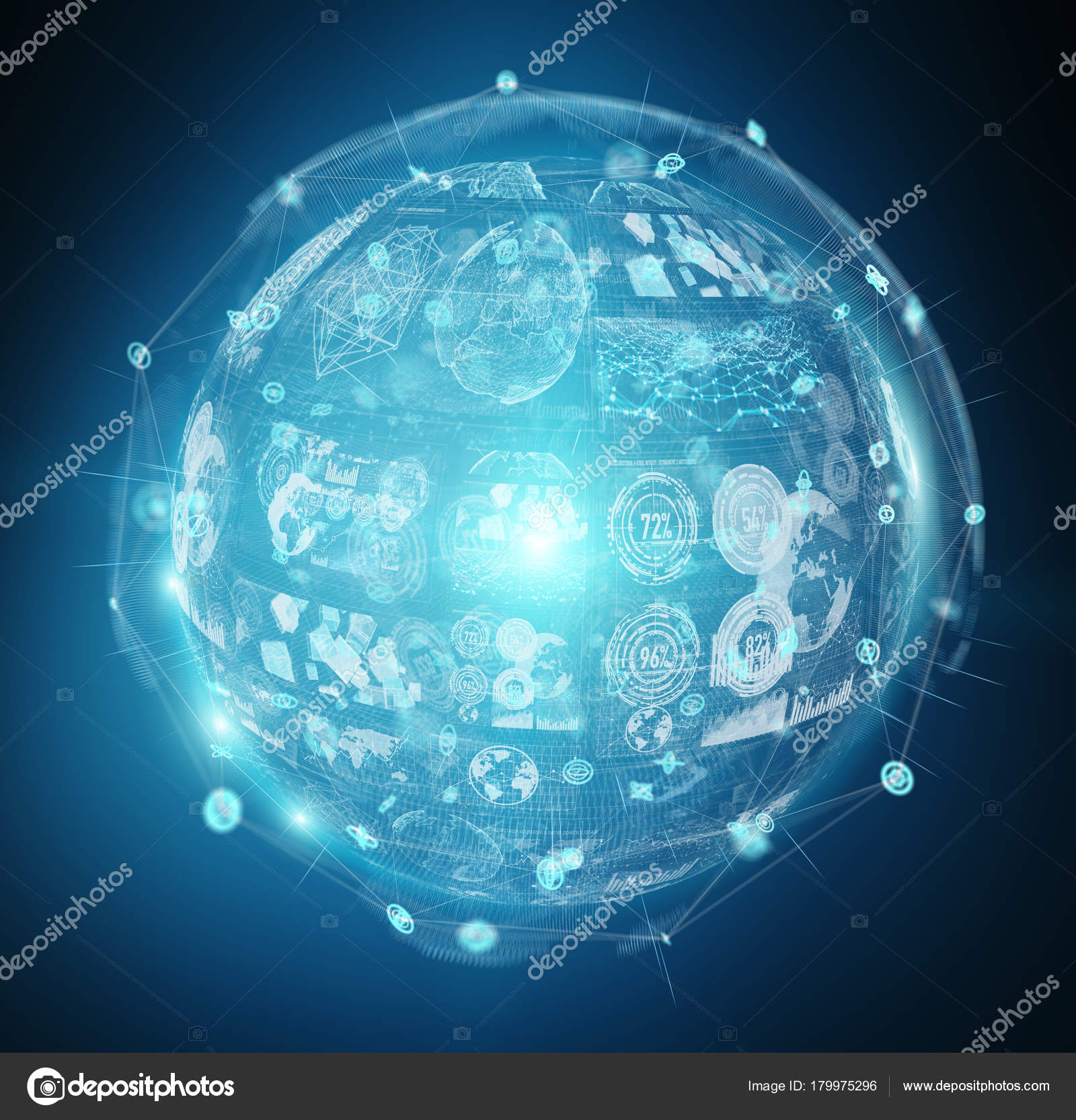 Holograms datas digital sphere 3D rendering Stock Photo by ©sdecoret ...