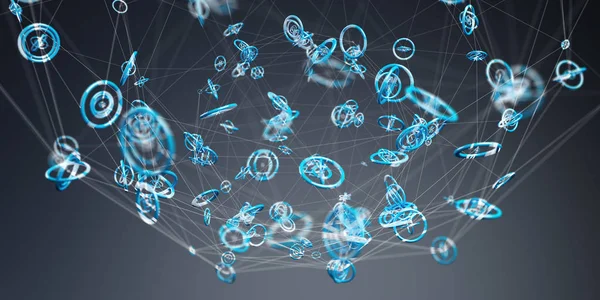 Flying network connection interface 3D rendering Stock Photo by ...