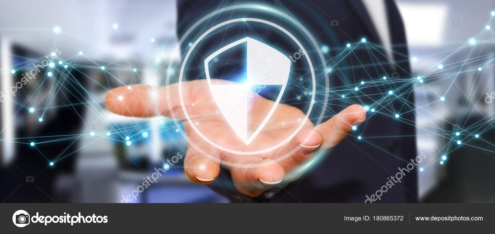 Businessman using shield safe protection with connections 3D ren Stock ... Businessman using shield safe protection with connections 3D ren Stock ...