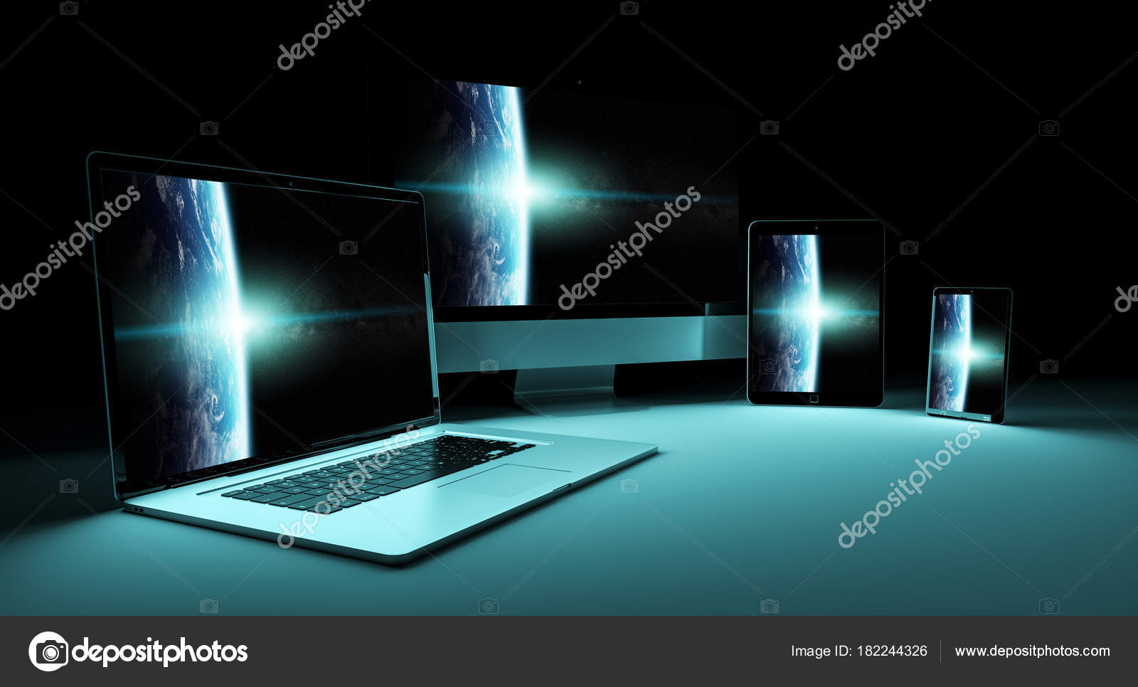 Modern digital silver tech device 3D rendering Stock Photo by ©sdecoret ...