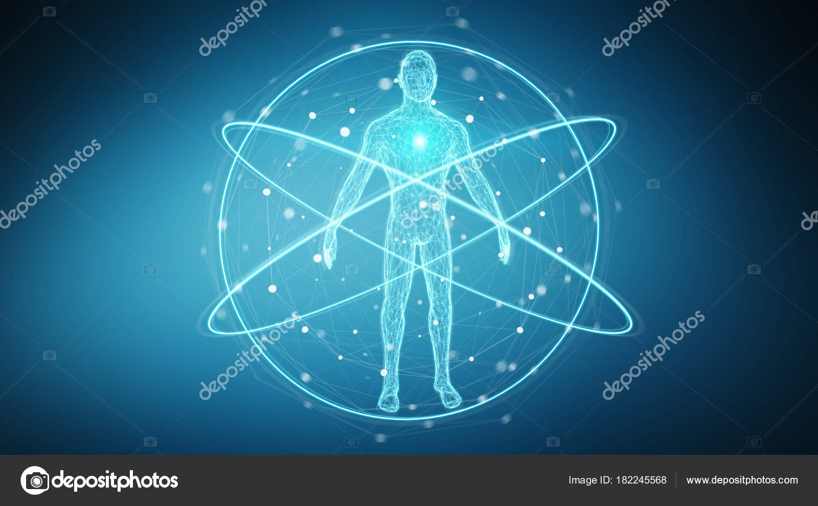 Digital x-ray human body scan background interface 3D rendering Stock ...