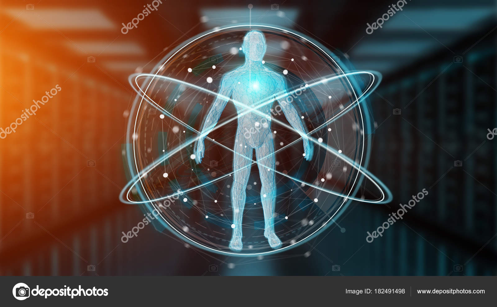 Digital x-ray human body scan background interface 3D rendering Stock ...