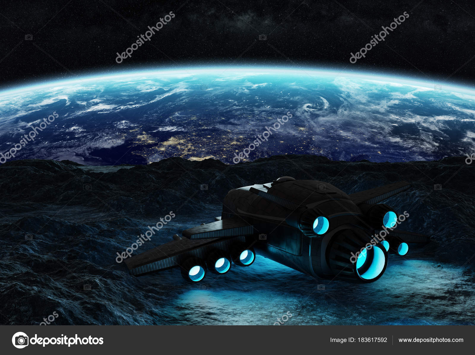 Astronauts exploring an asteroid 3D rendering elements of this i — Stock Photo © sdecoret #183617592