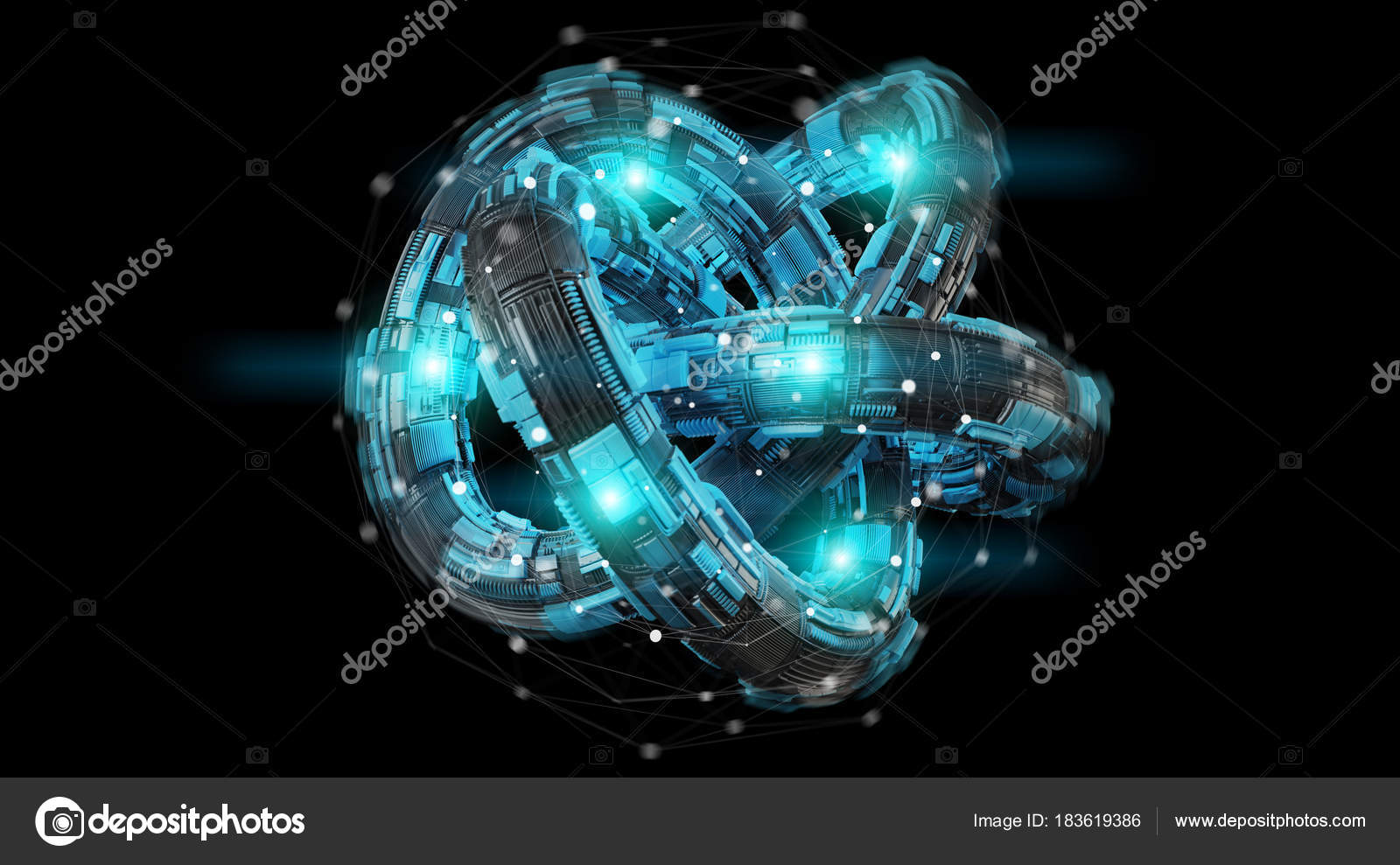 Futuristic torus technology textured object 3D rendering Stock Photo by ...